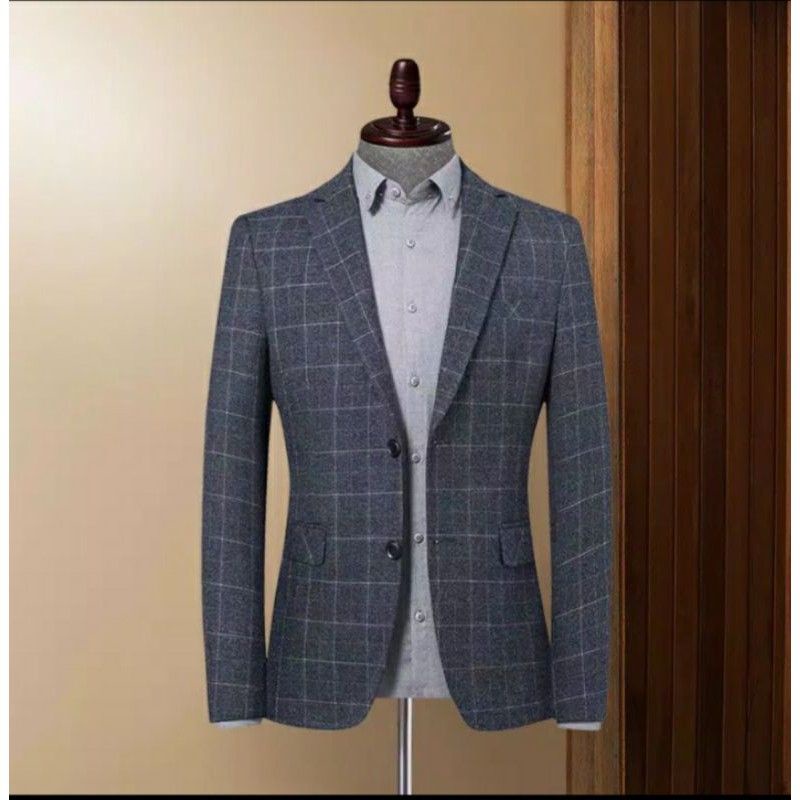 Jual BLAZER PRIA SEMI WOL MOTIF KOTAK / JAS BLAZER KEREN / JAS PRIA ...
