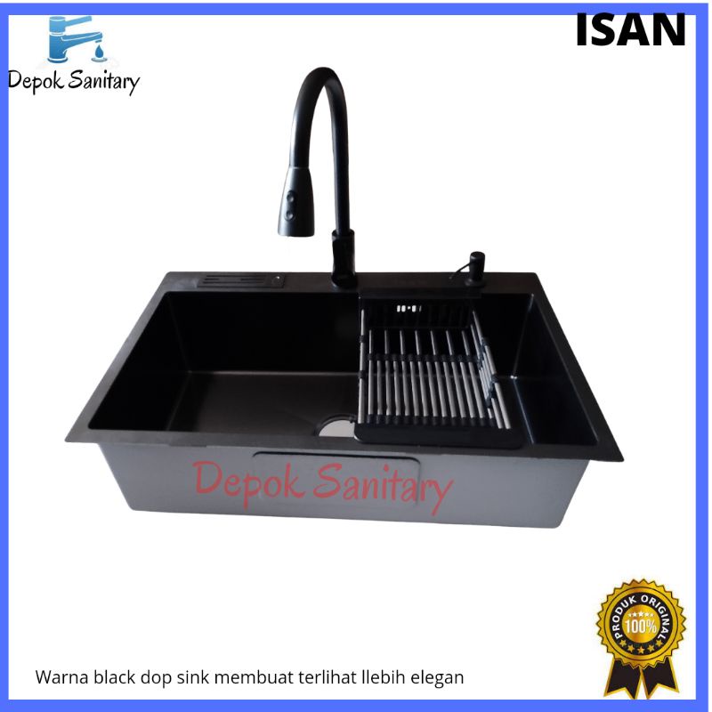Jual Paket kitchen sink black 7545/ kitchen sink hitam/ bak cuci piring ...