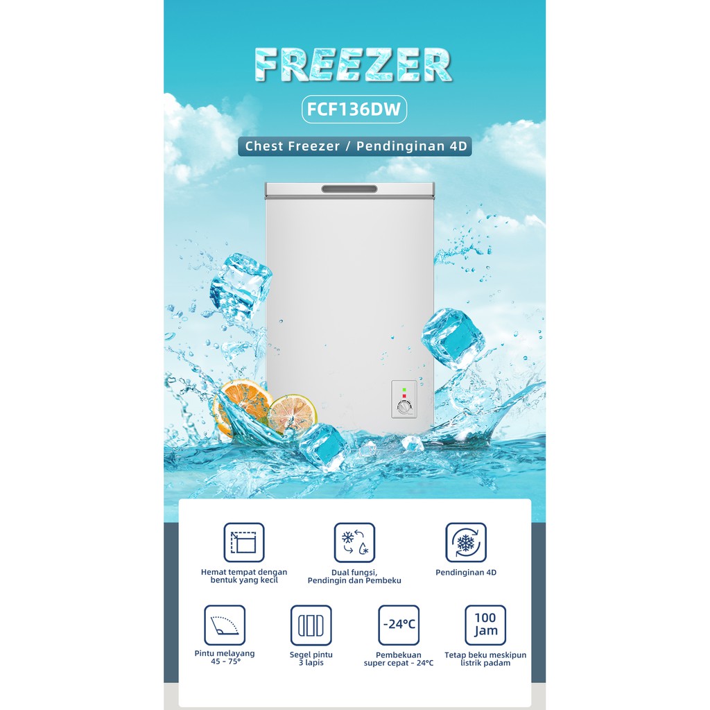 Jual Changhong Chest Freezer FCF136DW Kapasitas 110 Liter (Fast ...