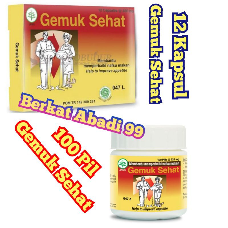 Jual Gemuk Sehat 12 Kapsul Dan 100 Pil Borobudur | Shopee Indonesia