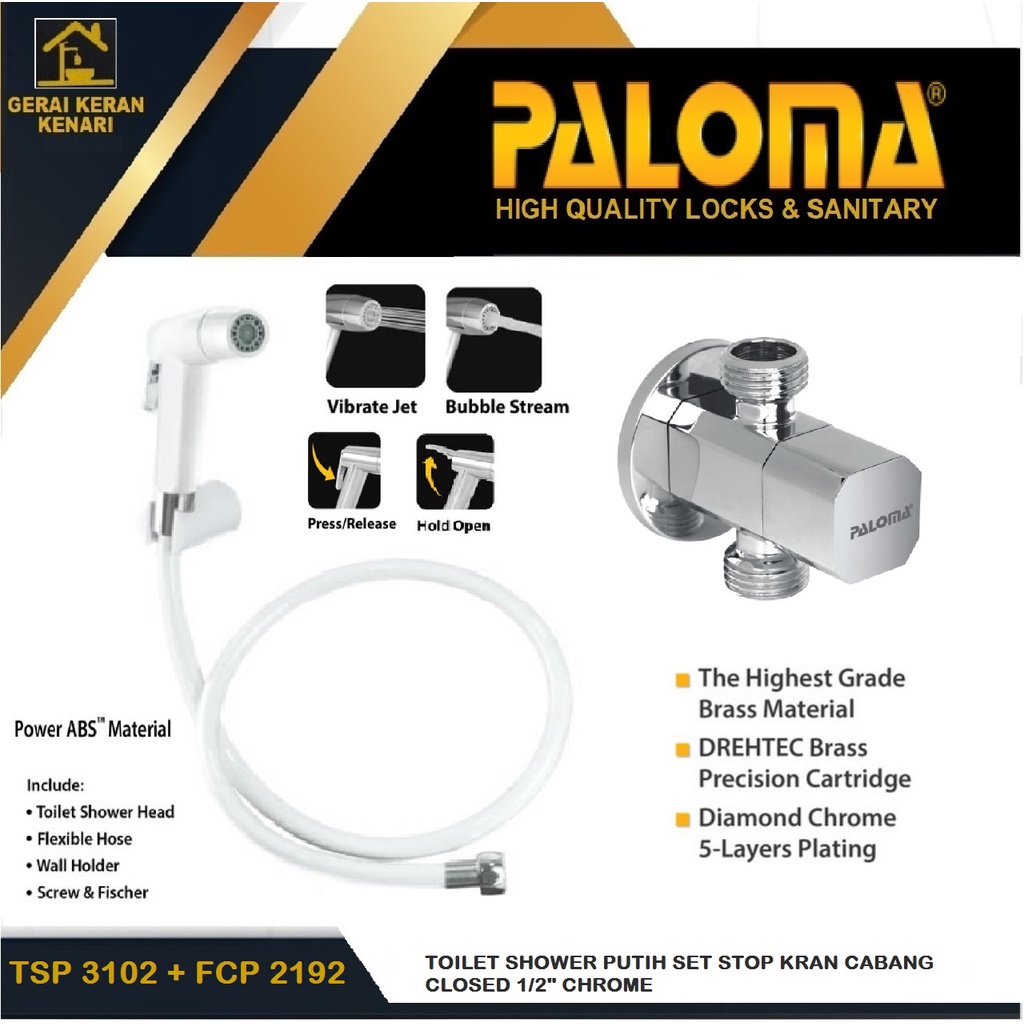 Jual PALOMA FCP 2192 STOP KERAN CABANG SET TOILET JET SHOWER TSP 3102 ...