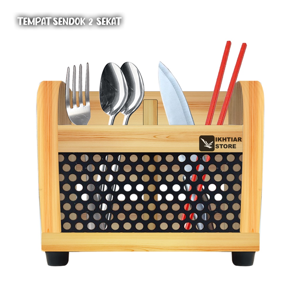 Jual RAK WADAH TEMPAT SENDOK rija GARPU KAYU 2 SEKAT / WADAH ALAT TULIS ...