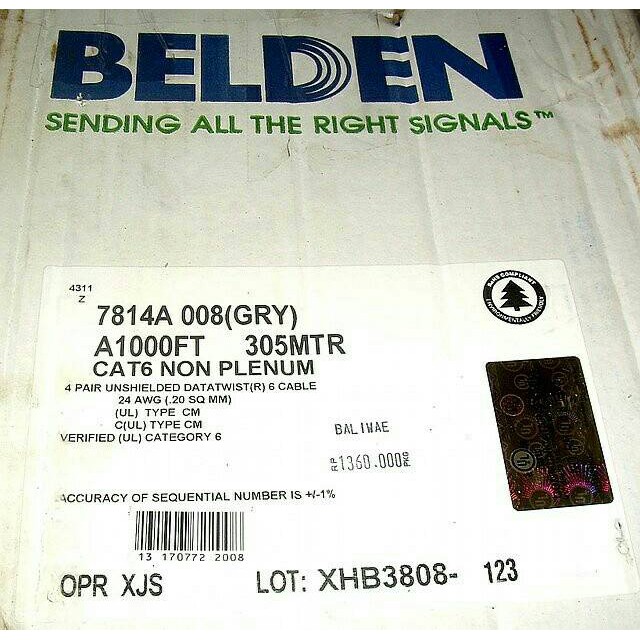 Jual kabel cable utp belden cat6 7814A abu grey cat 6 305m 305 meter ...
