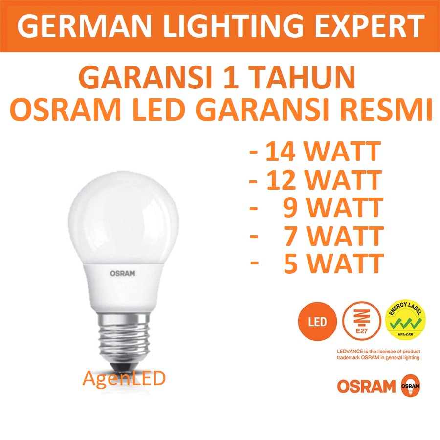 Jual OSRAM Lampu LED 5W 7W 9W 12W 14W Bohlam white 5 7 9 12 14 watt Bulb 5watt 7watt 9watt ...