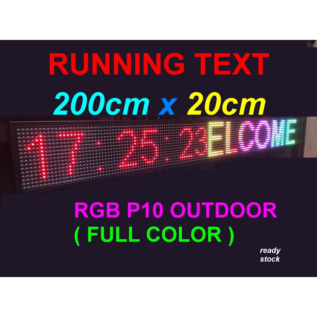 Jual Running Text RGB 200cm x 20cm Wifi Outdoor LED Display Plus ...