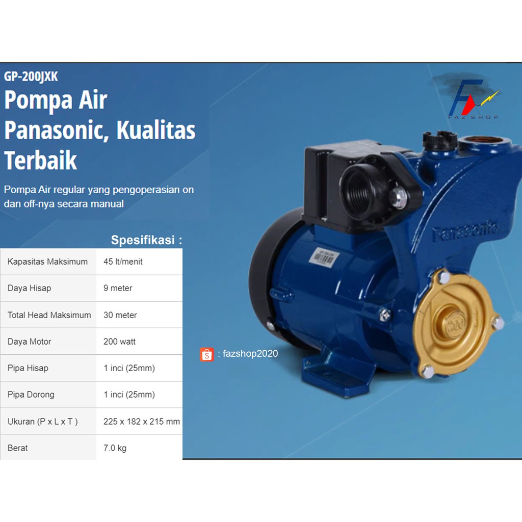 Jual mesin pompa air panasonic GP 200 JXK SUMUR DANGKAL | Shopee Indonesia
