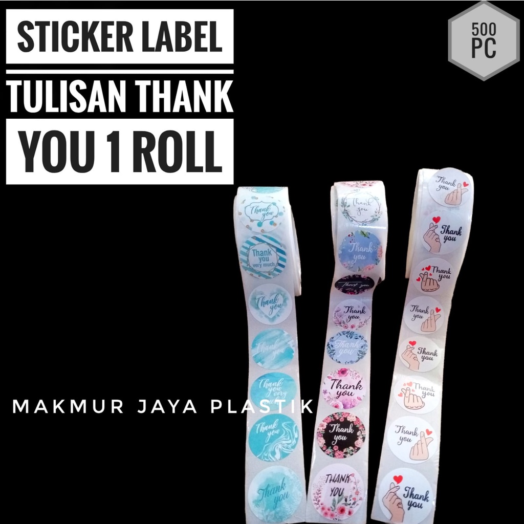 Jual STICKER LABEL TULISAN THANK YOU 1 ROLL ISI 500 PC | Shopee Indonesia
