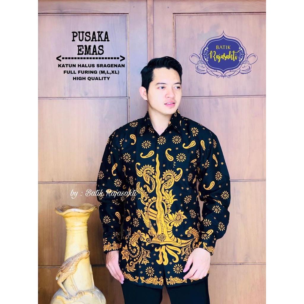 Jual PUSAKA EMAS RAJASAKTI KEMEJA BATIK PRIA SOLO LENGAN PANJANG PENDEK ...