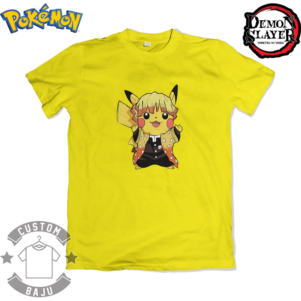 Jual Kaos Zenitsu Pikachu Demon Slayer X Pokemon 751 | Shopee Indonesia