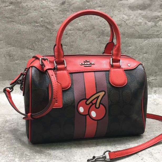 Jual COACH Bennet Satchel in Signature Pac Man Cherry Print | Shopee ...