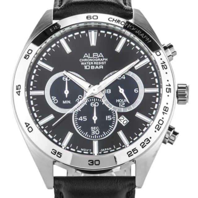 Jual ALBA AT3B33 Active Chronograph Stopwatch Leather ORIGINAL | Shopee ...