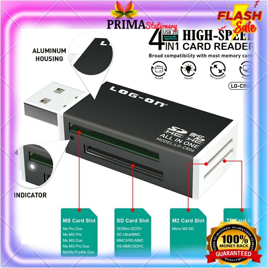 Jual LOG ON CARD READER 4 IN 1 HIGH SPEED ORI 100% | Shopee Indonesia
