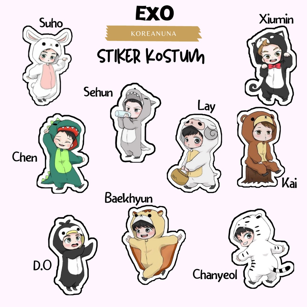 Jual Sticker Kpop Exo Costum Chibi Kartun Lucu Aesthetic Stiker Deco ...