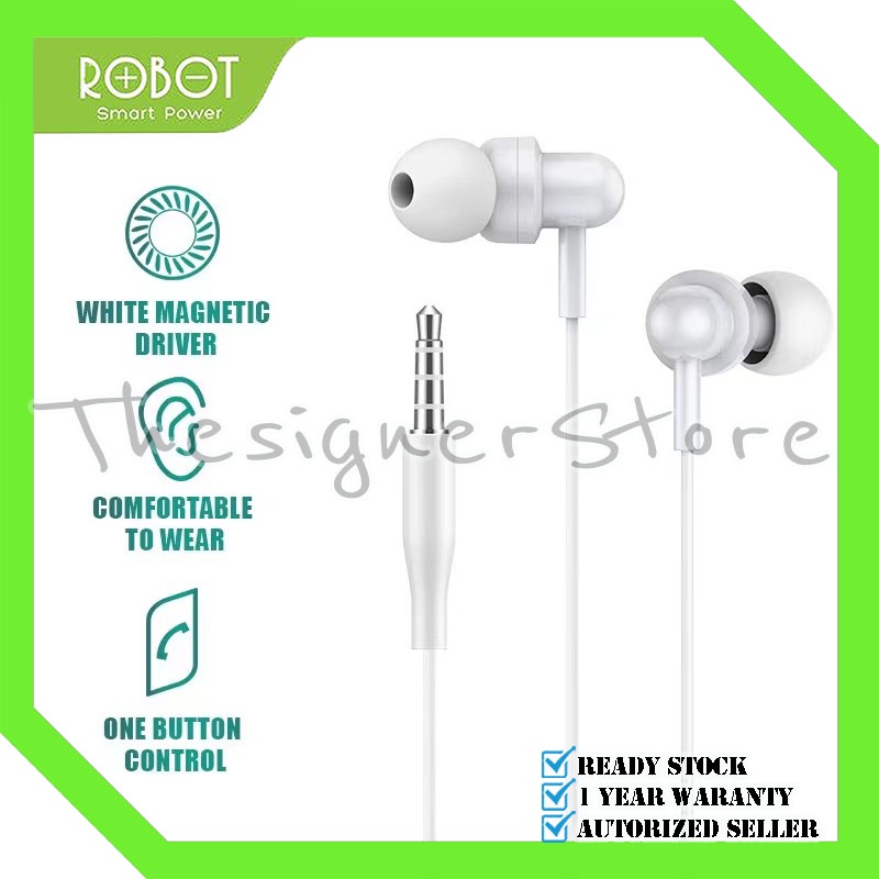 Jual Headset Kabel ROBOT RE20 Wired Earphone Bass Smartphone Original ...