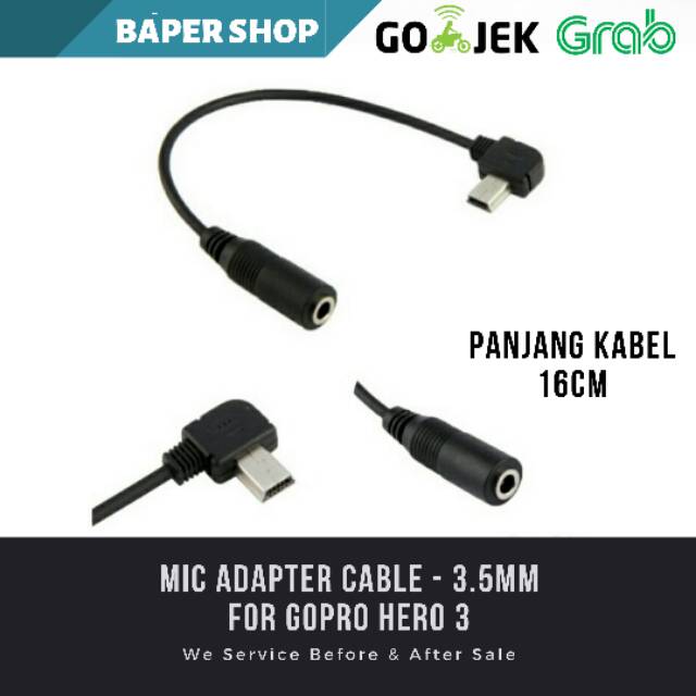 Jual Mic Adapter Cable Ukuran 3.5mm for GoPro Hero 3 / Hero 4 Action ...