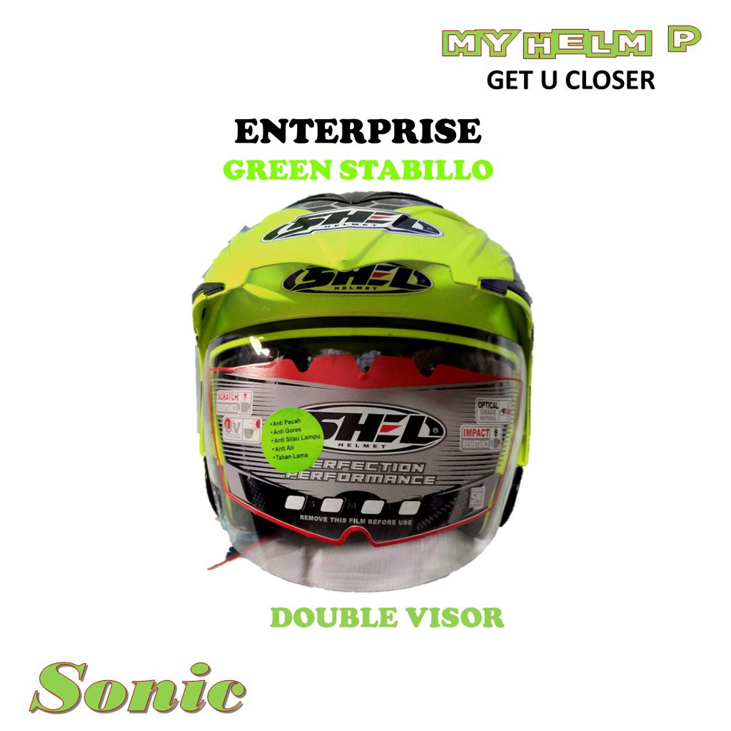 Jual HELM HALF FACE SHELL SONIC MOTIF DOUBLE VISOR BUSA FULL KNOCKDOWN ...