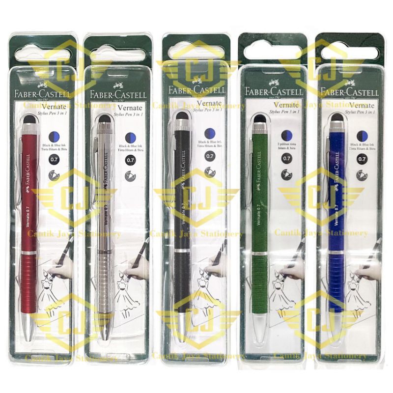 Jual Pulpen Faber Castell Stylus Pen Vernate 0.7 Black - Blue Ink ...