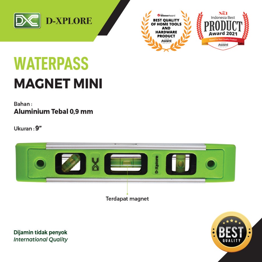 Jual WATERPASS MAGNET ALUMINIUM MINI D-XPLORE 9" (22.5 CM)-ALAT UKUR ...