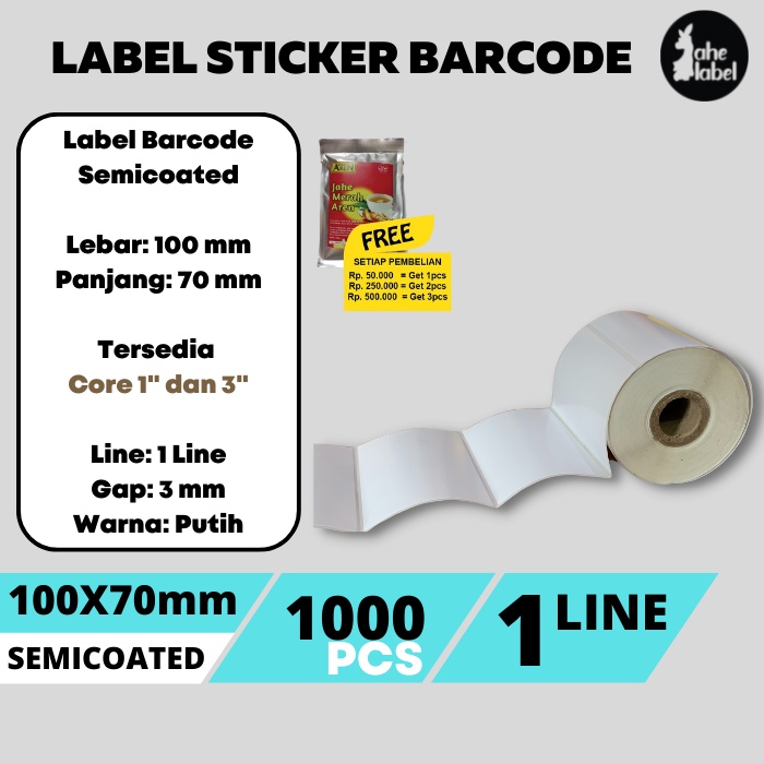 Jual STIKER LABEL BARCODE 100x70mm SEMICOATED 1000 PCS | Shopee Indonesia