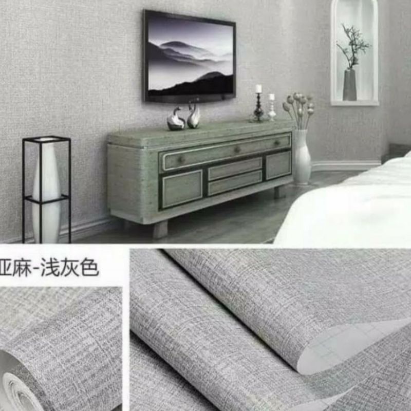 Jual Wallpaper Dinding Sticker Dinding Polos Berserat Biru Cream Coklat ...