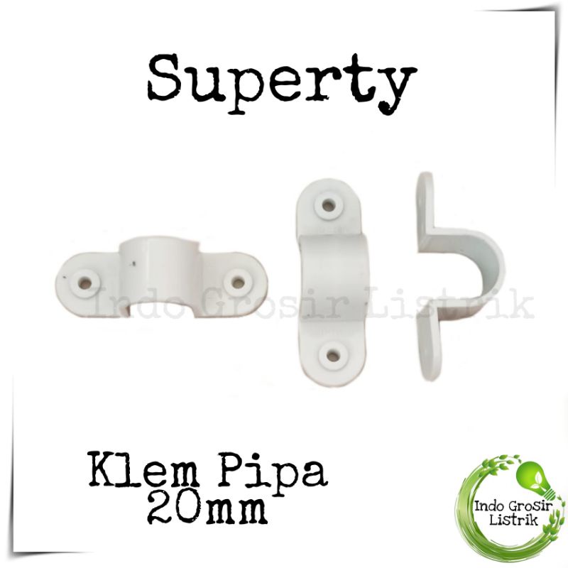Jual Klem Pipa 20mm Superty Clamp Conduit PVC Putih 20mm Klem Pipa ...
