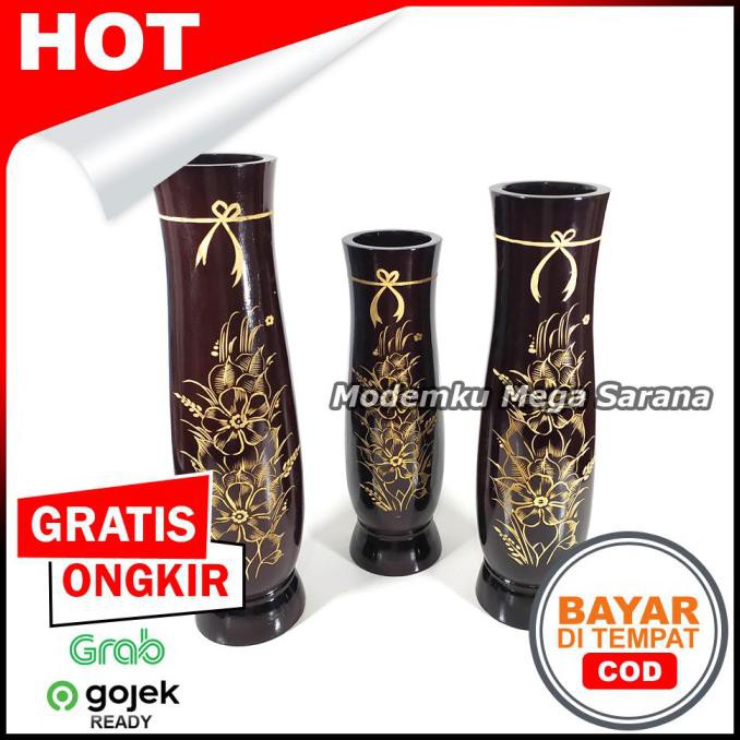 Jual Produk Terbaik] Vas Bunga Jumbo Kayu Jati Motif Bunga - Vsa012 ...