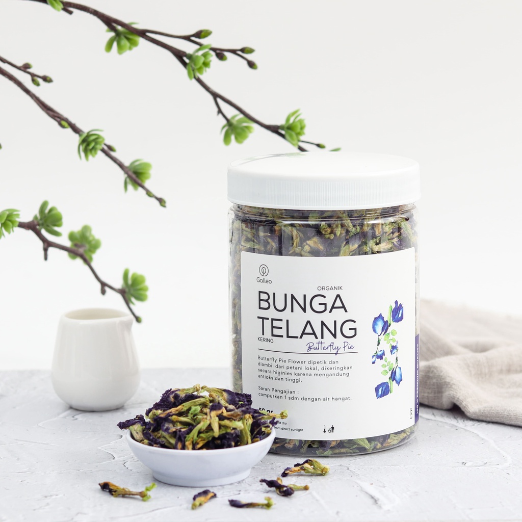 Jual Teh Bunga Telang Kering Organik Premium Galleo / Butterfly Pea ...