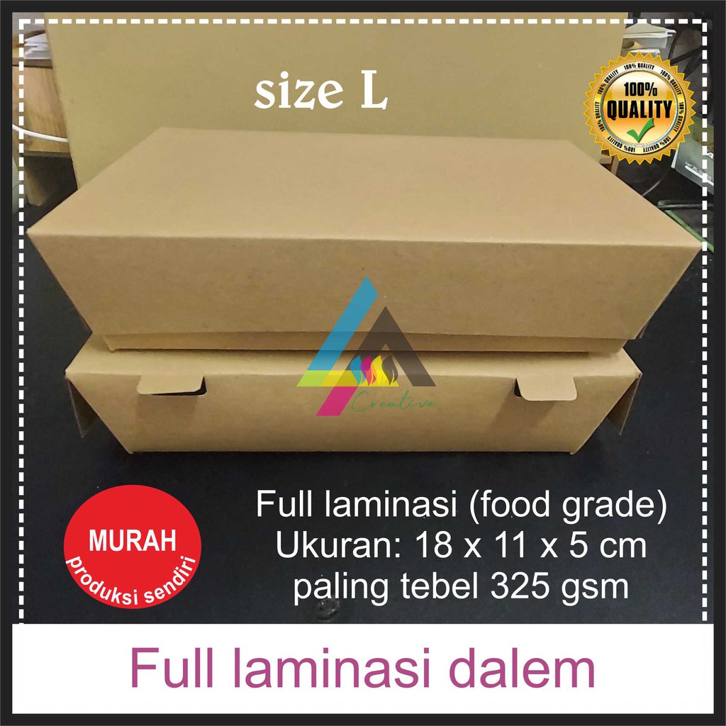 Jual Paper Lunch Box Kraft Kotak Dus Makanan Box makanan Kertas Size L ...