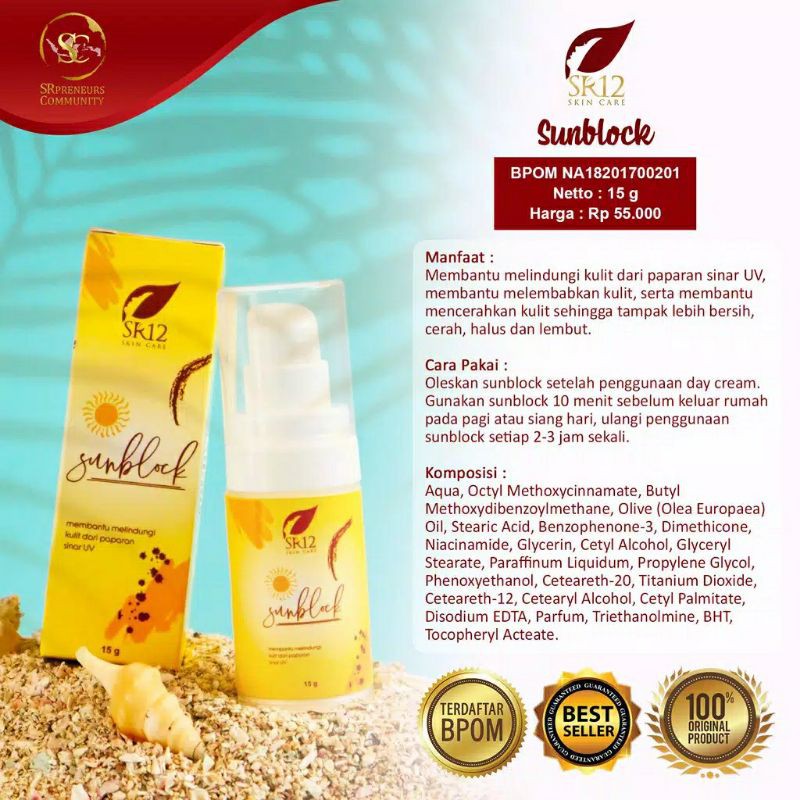 Jual SUN BLOCK SR12 /SPF 30++ / SUN BLOCK WAJAH BPOM SR12 | Shopee ...