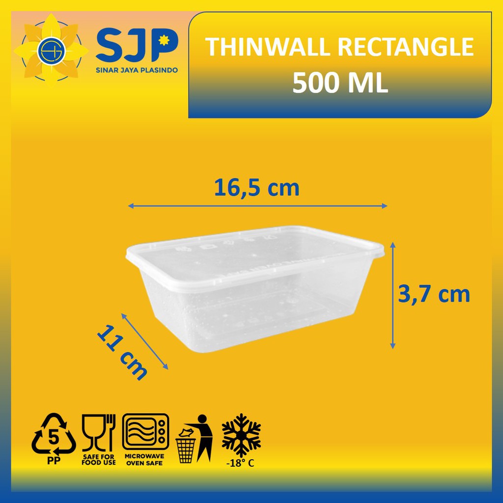 Jual Thinwall Rect 500 Ml Kotak Makan Rectangle 500ml Persegi Panjang