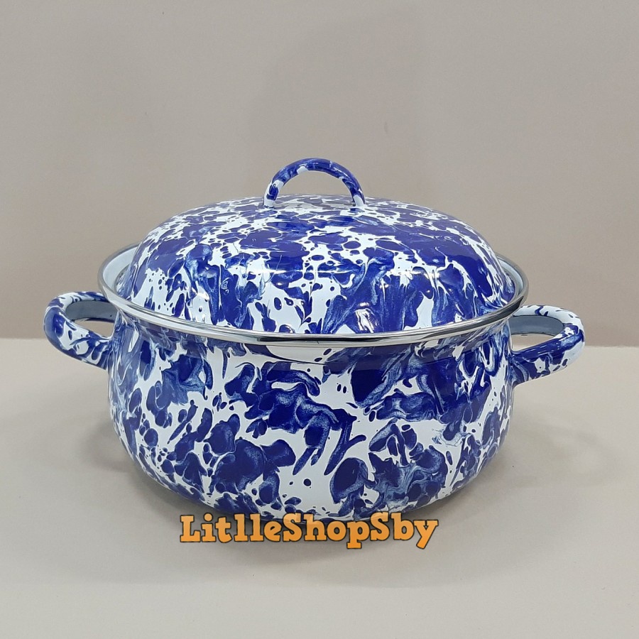 Jual Panci Besar Enamel Saucepot 20cm Biru blirik | Shopee Indonesia