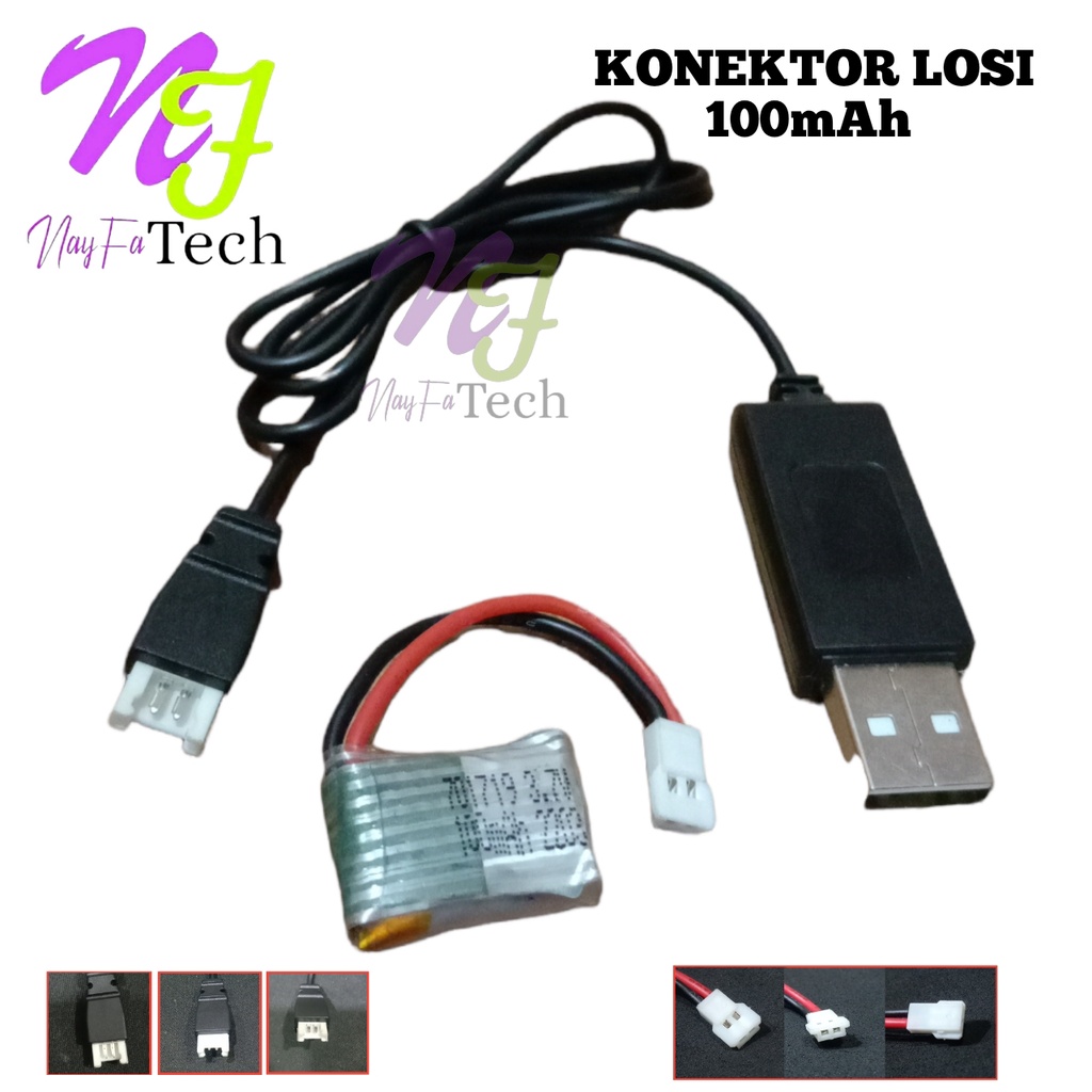 Jual Paket Kabel USB + Baterai DRONE / Remot Control LIPO 100mAh 3,7V ...