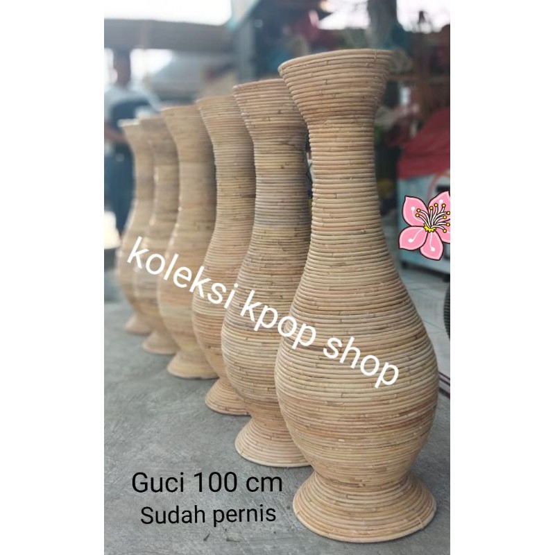 Jual Guci vas bunga 100 cm, Guci rotan 1 meter sudah pernis | Shopee ...