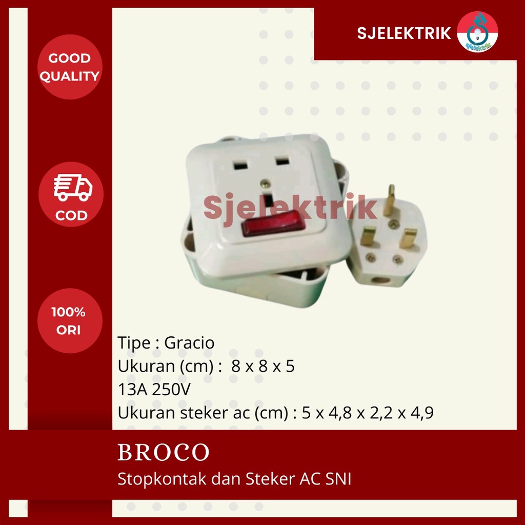 Jual stop kontak ac dan steker ac broco /colokan ac ob set gracio broco ...