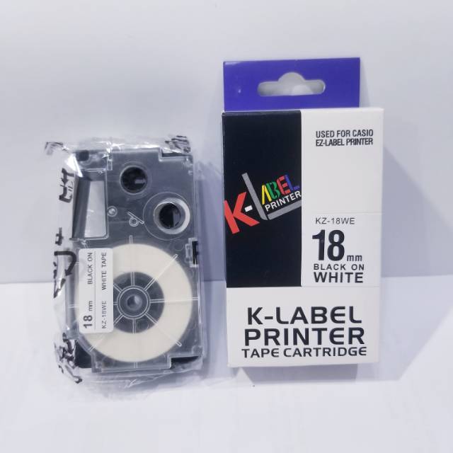 Jual Casio k-label 18mm 18 mm black on white tape kz-18we original ...