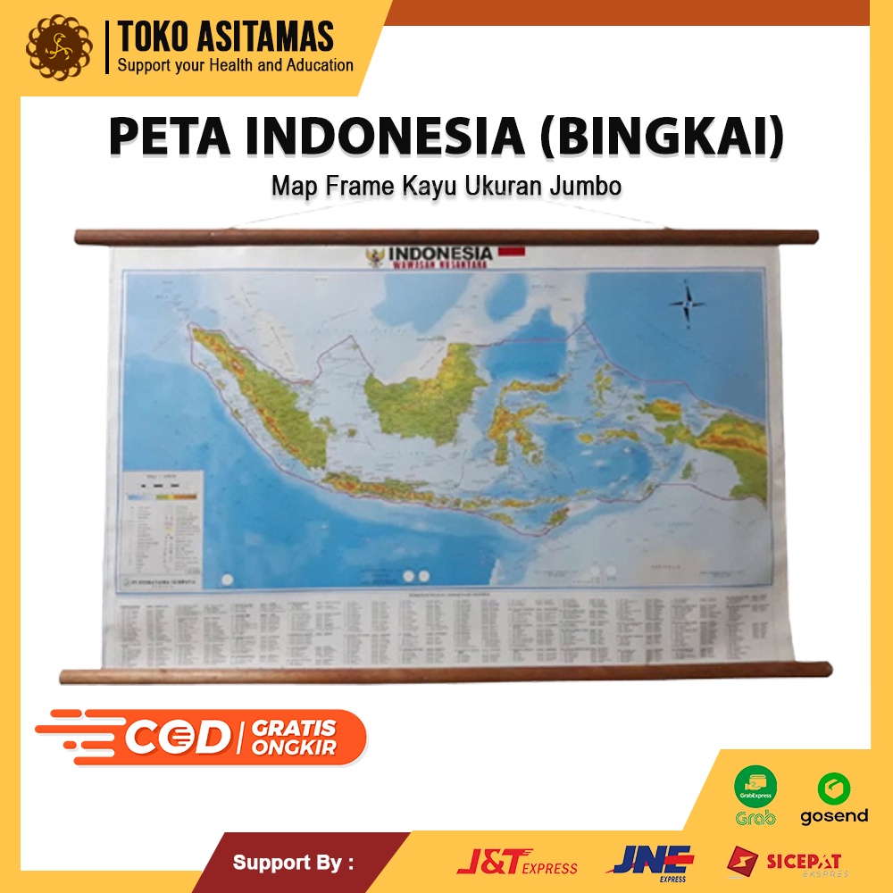 Jual Peta Indonesia Bingkai Ukuran Jumbo Besar Alat Peraga Pendidikan ...