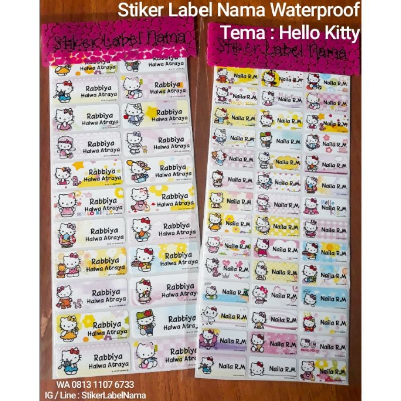 Jual HELLO KITTY STIKER LABEL NAMA WATERPOOF / LABEL NAMA WATERPROOF ...