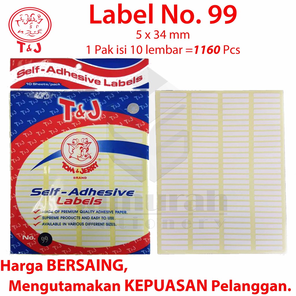 Jual Label Stiker Tom & Jerry / Sticker Tempel TJ No 99 100 103 104 105 107 108 109 112 120 121 ...