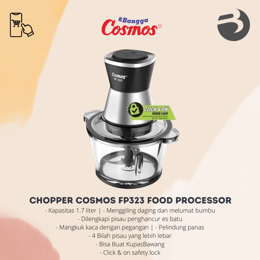 Jual Chopper Cosmos FP32 / FP313 - Food Prosessor With Turbo Knob 1.2Liter Cosmos FP313 / FP32 ...