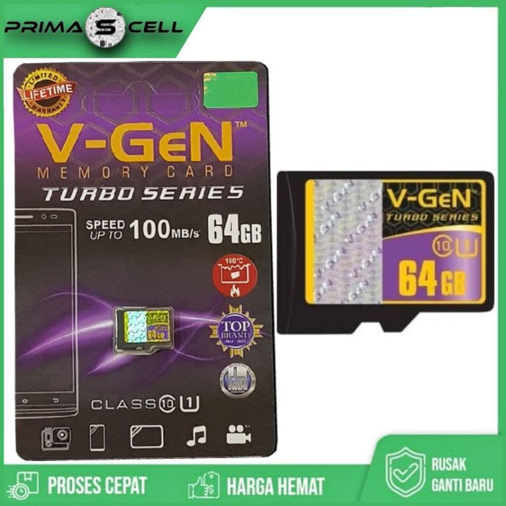 Jual V-Gen Kartu Memory 64GB Class 10 Vgen Memory Card 64 GB Turbo ...
