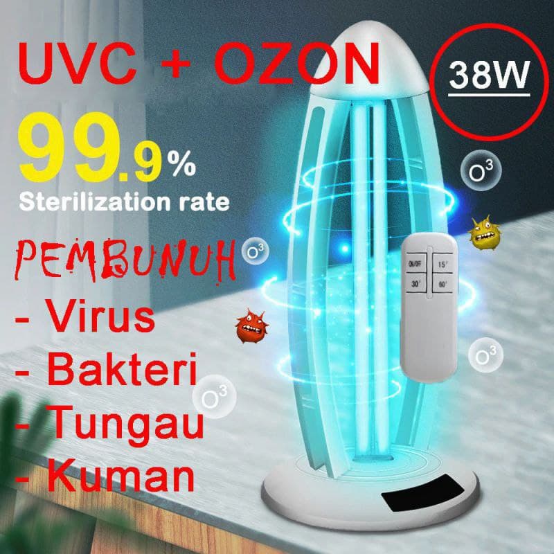 Jual Lampu UVC Sterilizer Disinfection UV Light 38w Lampu UV Kuman Disinfectant Ozone | Shopee ...