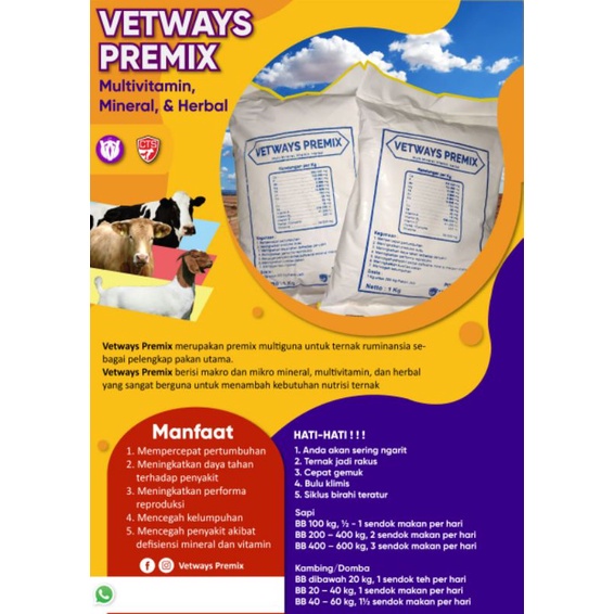 Jual VETWAYS PREMIX Mineral untuk sapi kambing domba 1KG | Shopee Indonesia