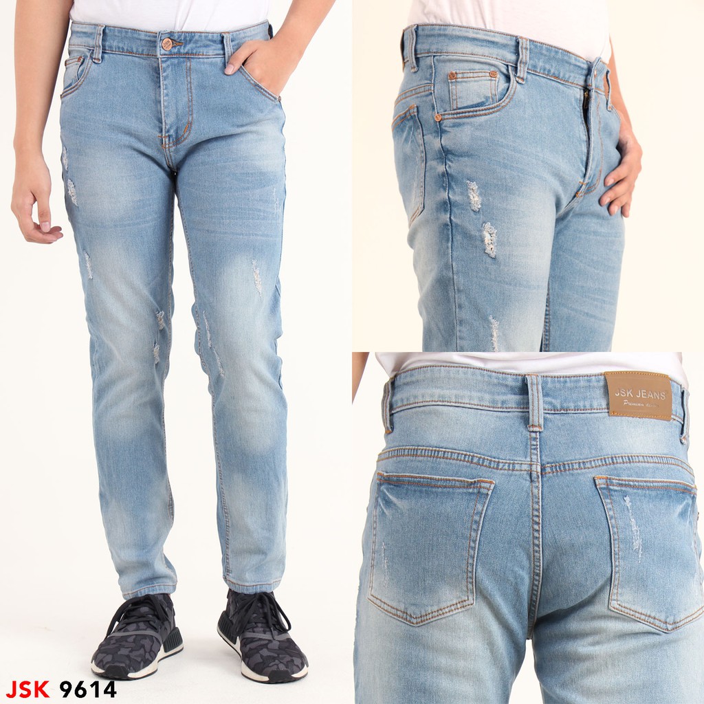 Jual Celana Ripped Skinny Jeans Pria JUMBO BIG SIZE JSK JEANS | Shopee Indonesia