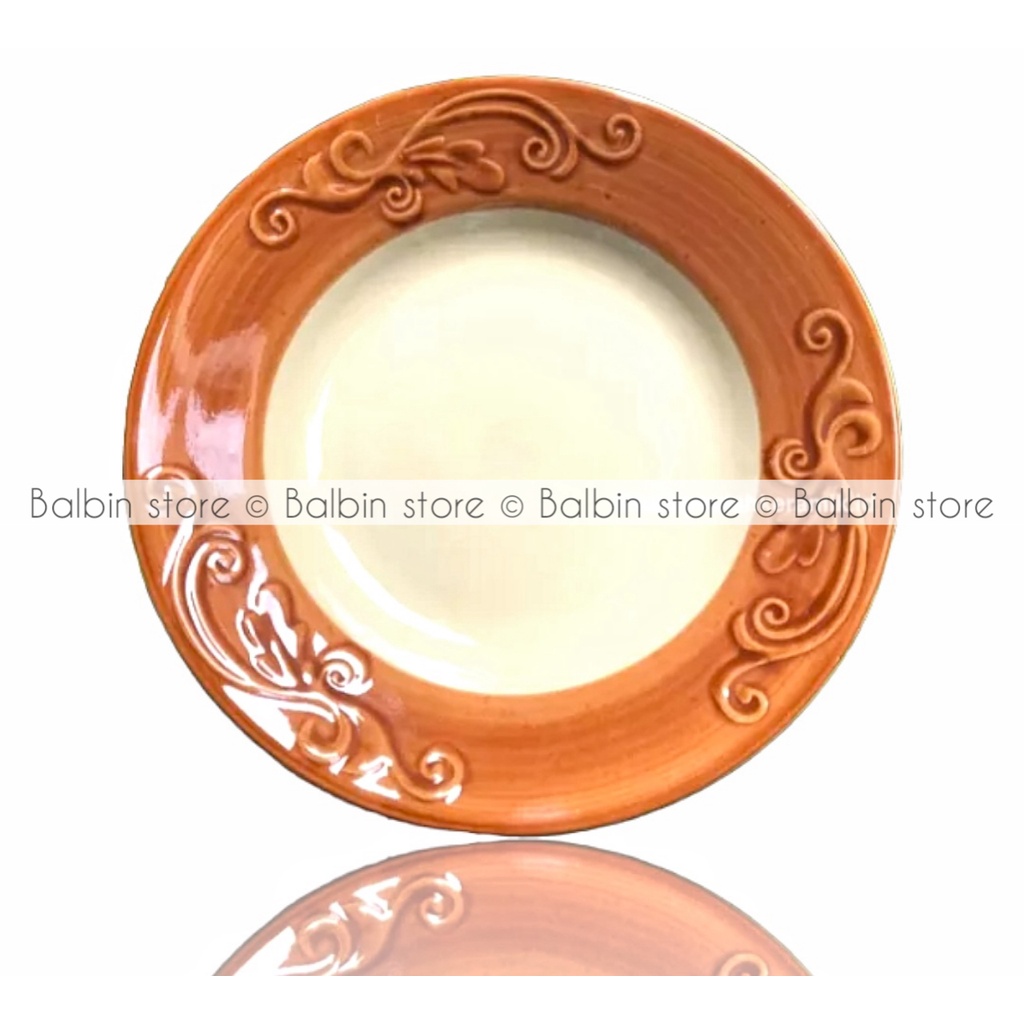 Jual 3 pcs piring makan keramik ukuran 9.inc motif timbul - piring ...