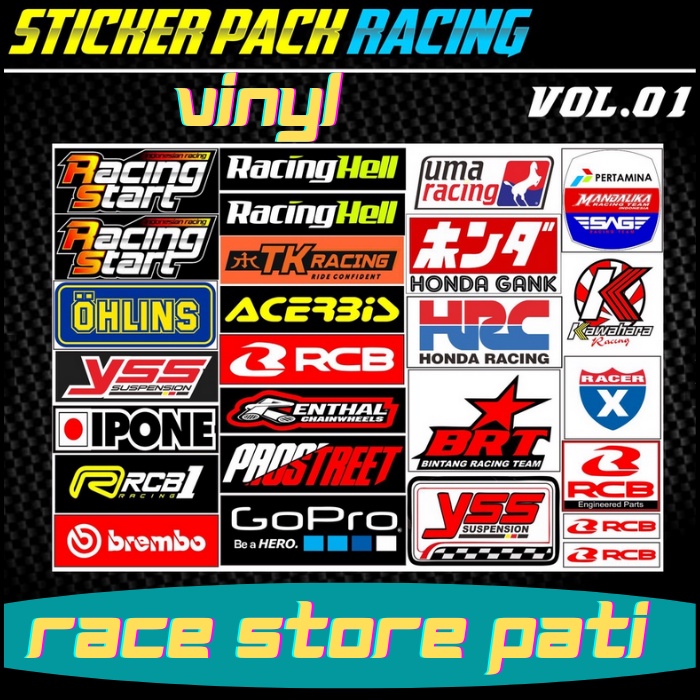 Jual Stiker Pack Racing Stiker motor Sticker Sponsor Balap isi banyak ...