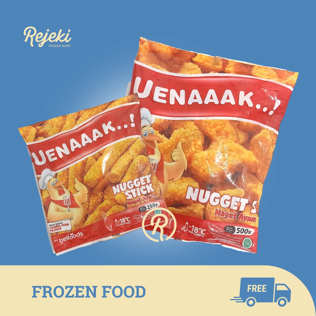 Jual Belfoods Uenak Chicken Nugget Stick Coin S 250gr, 500gr & 1kg ...