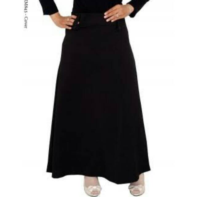 Jual Rok bahan kain span panjang model A Line JUMBO hitam, abu, coklat ...