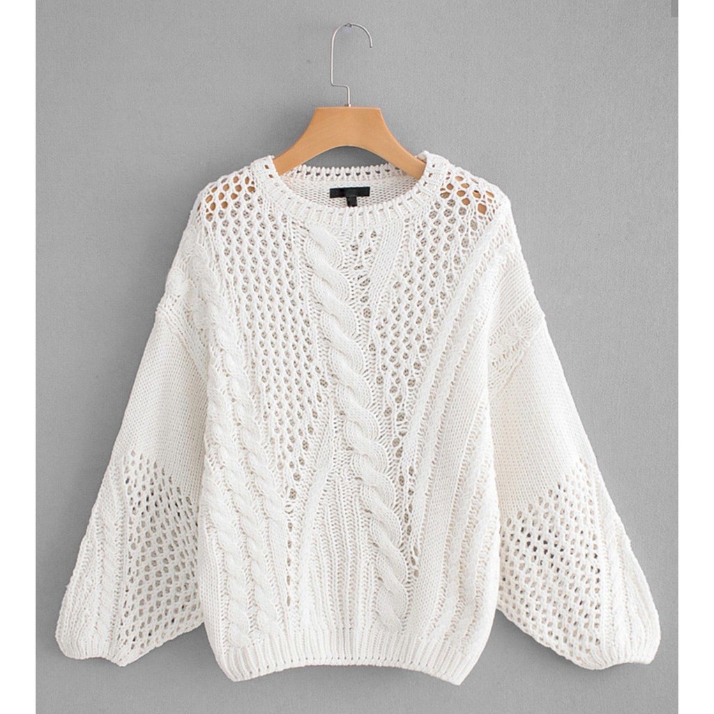 Jual Sweater rajut oversize motif lengan balon | Shopee Indonesia