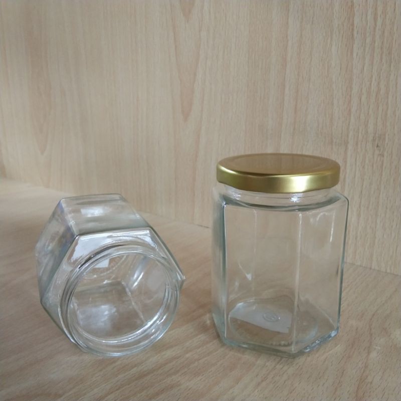 Jual Botol Selai Kaca/Botol Serbaguna Hexagonal 6 sisi 300 ml | Shopee ...