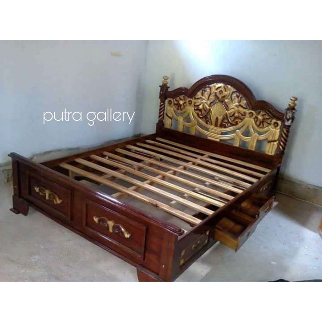 Jual Tempat tidur jati / Dipan tiara laci / Dipan ranjang kayu jati ...